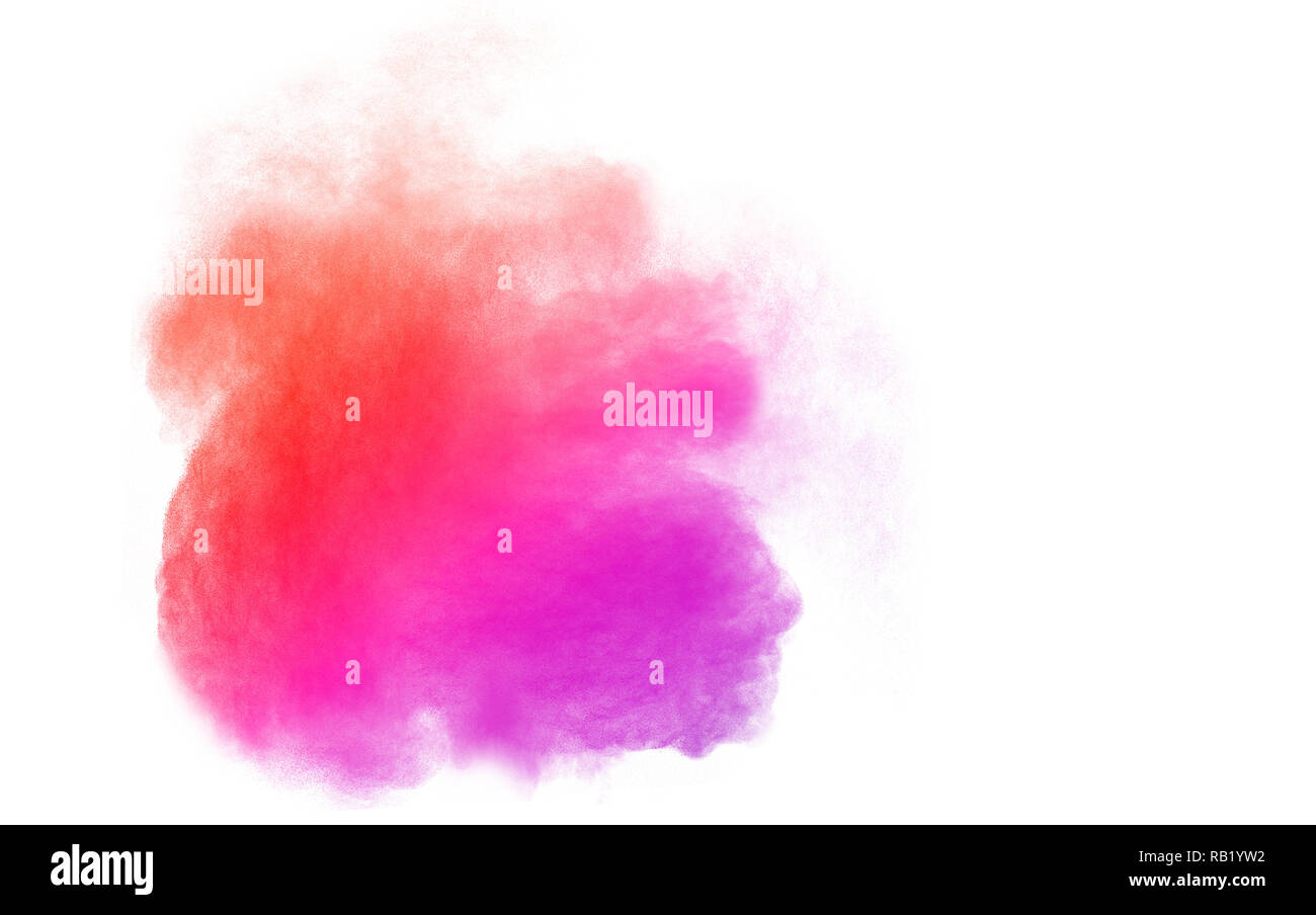 Multicolored powder explosion on white background. Colored cloud ...