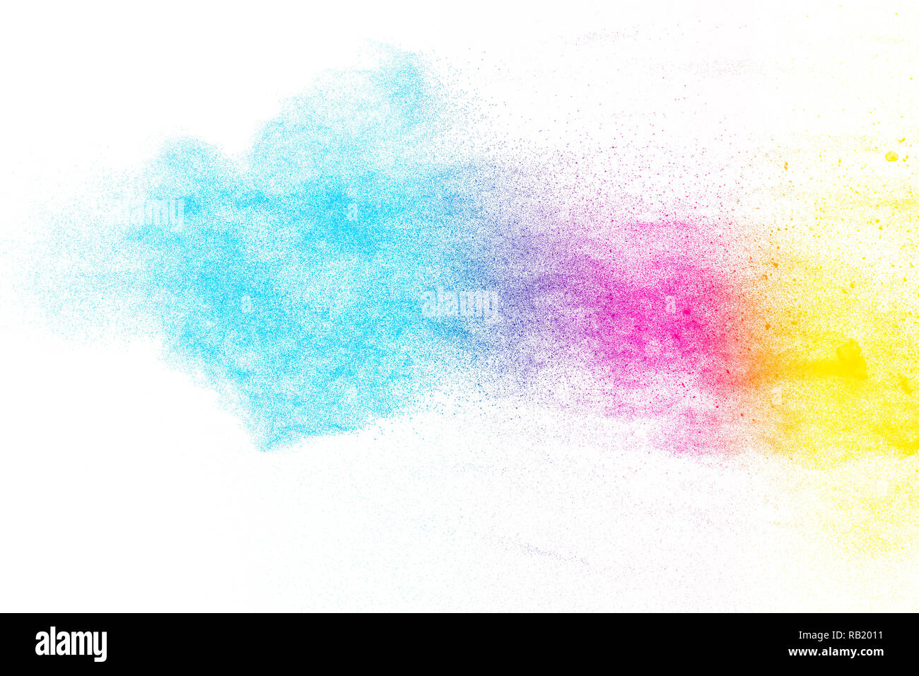 Multi color powder explosion on white background Stock Photo - Alamy