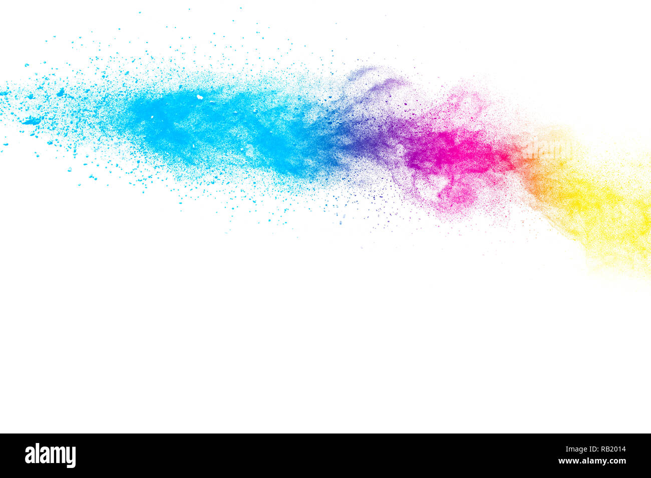 Multi color powder explosion on white background Stock Photo - Alamy