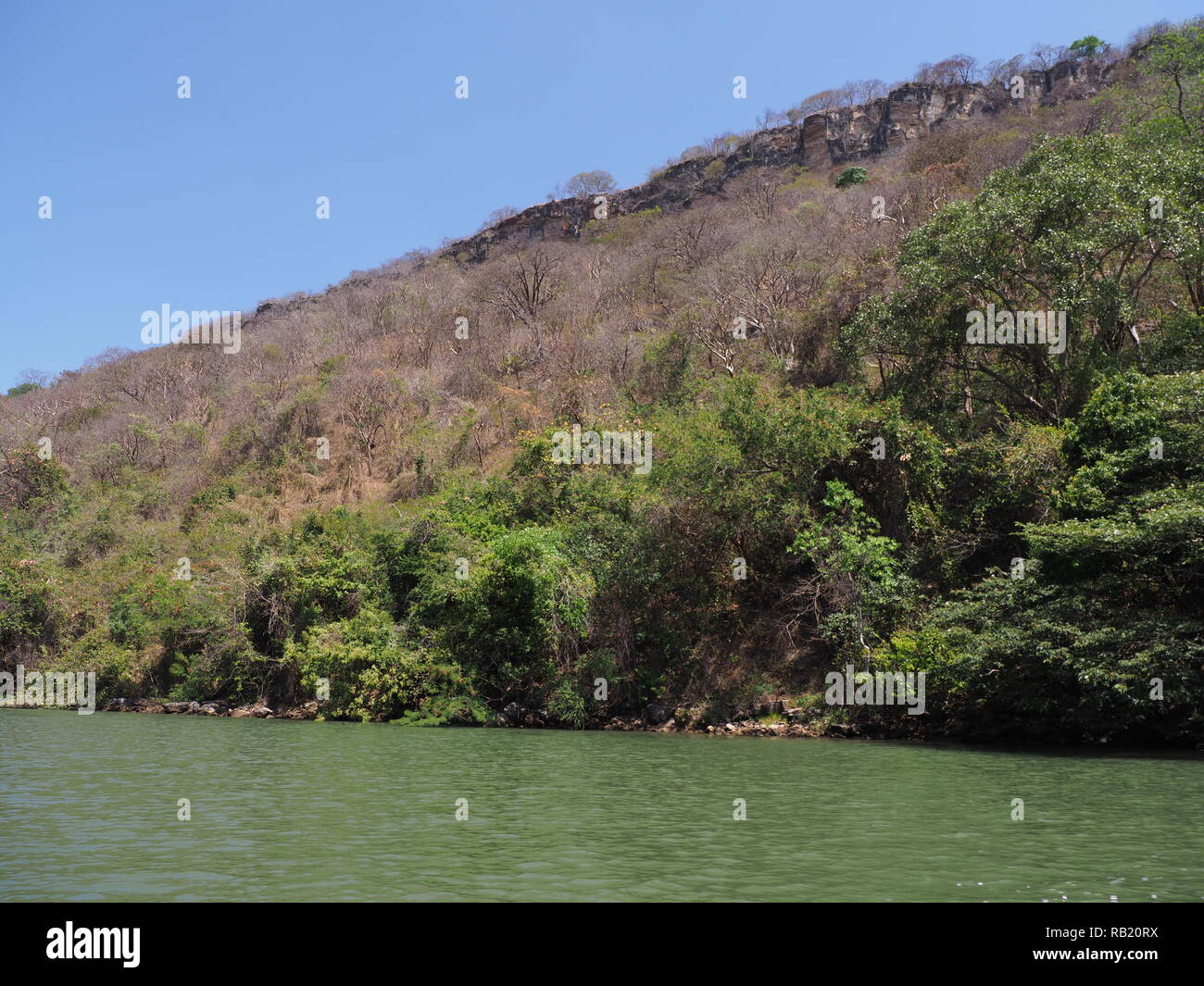 Scenic slope of Sumidero canyon at Grijalva river landscape in Chiapas ...