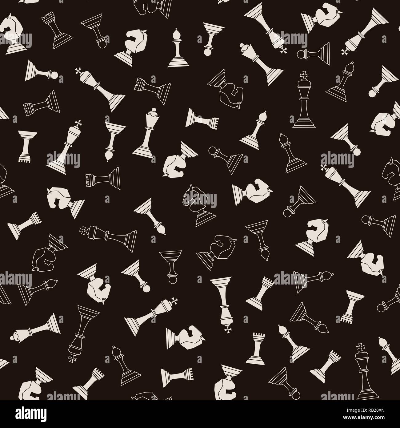 Chess pieces seamless pattern. Chess pieces on a dark background ...