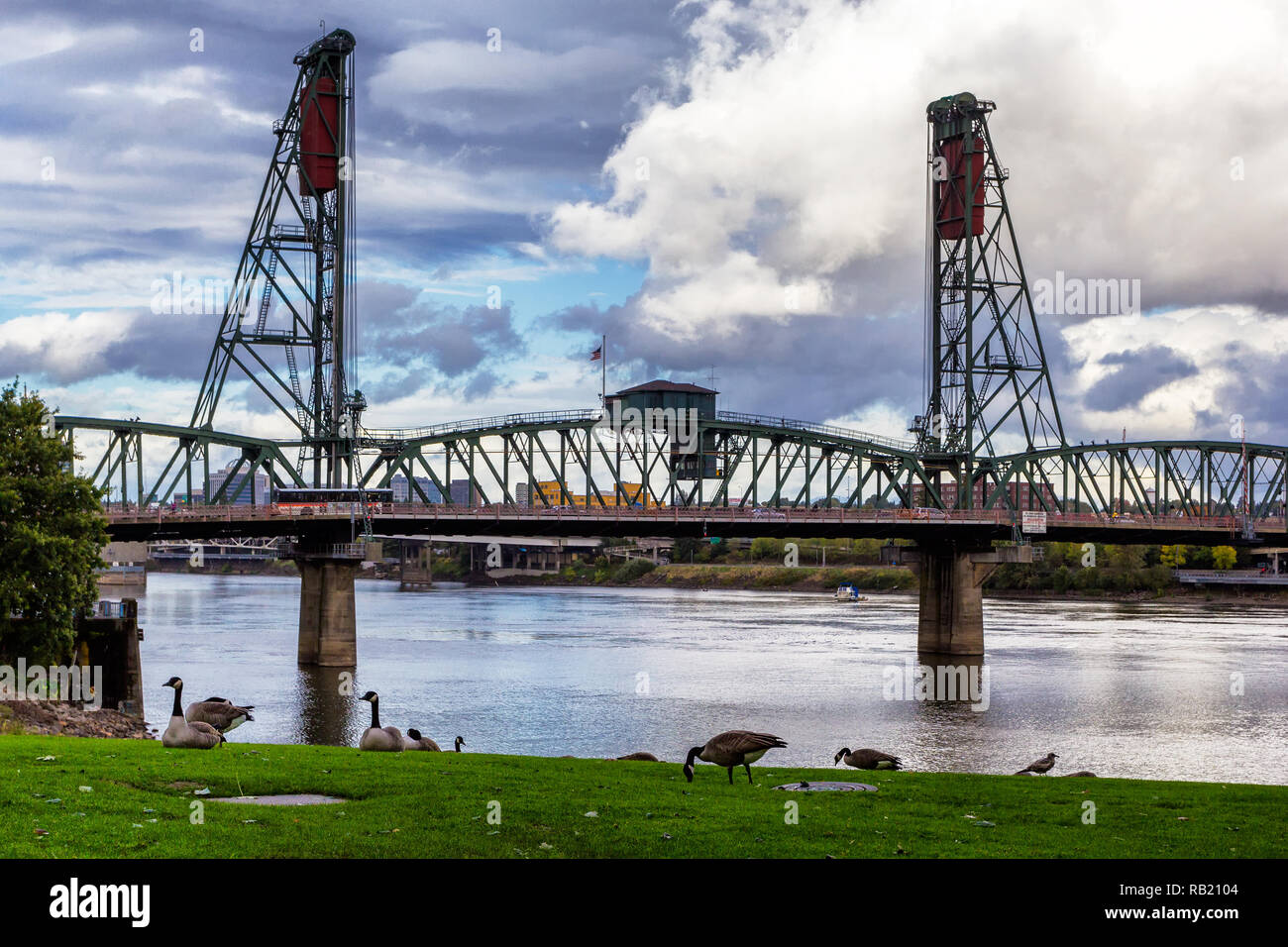 Hawthorne Bridge - a truss bridge with a vertical lift that spans the ...