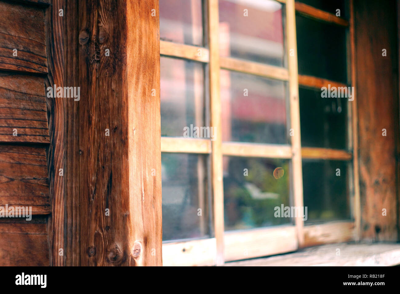Timber house window Stock Photo - Alamy