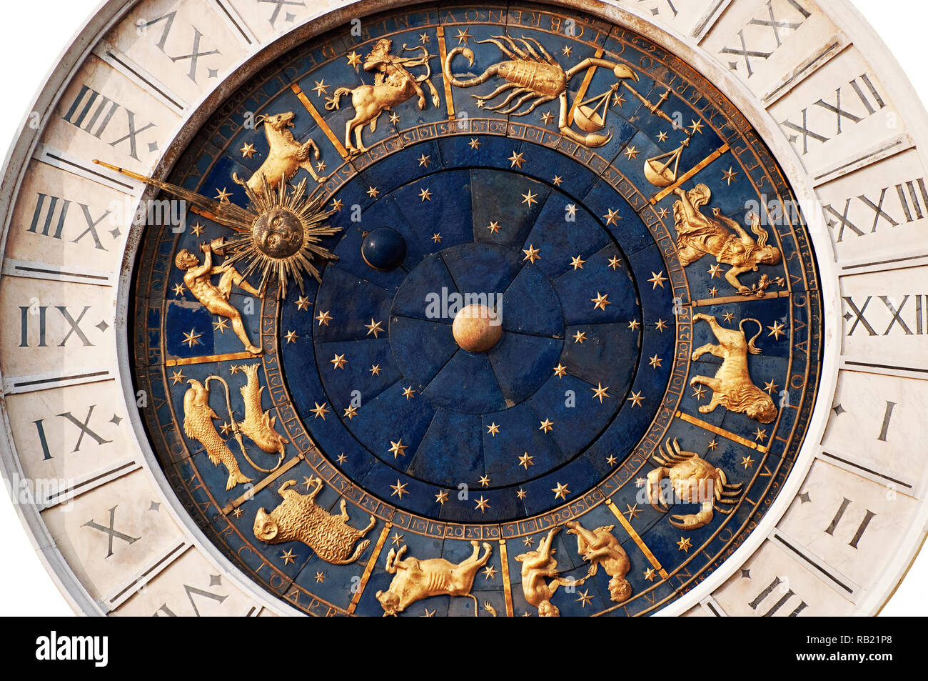 Isolated Antique Zodiac Clock In Venice Stock Photo - Alamy