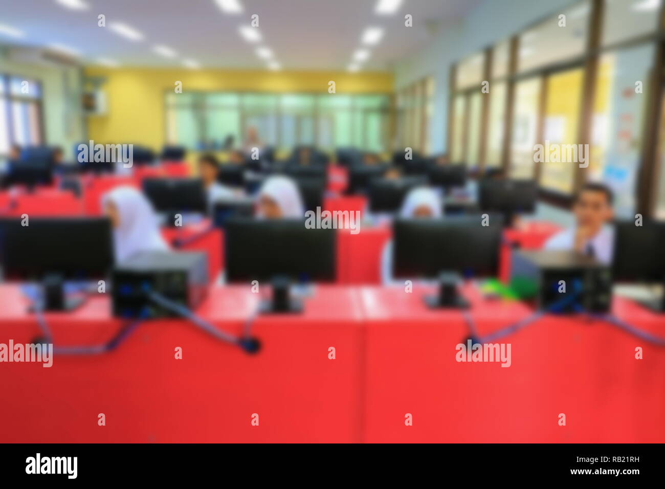 focus blur, the student with teacher learning business technology ...