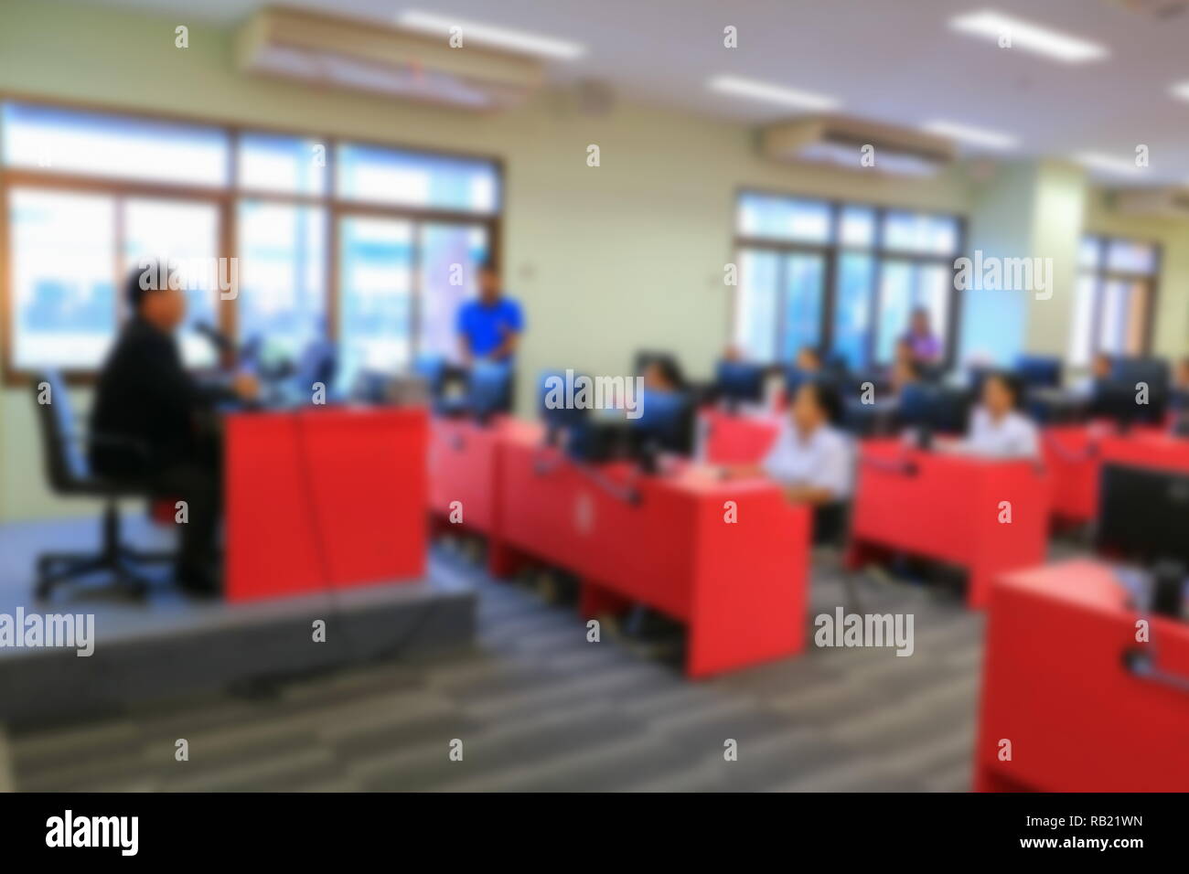 focus blur, the student with teacher learning business technology ...