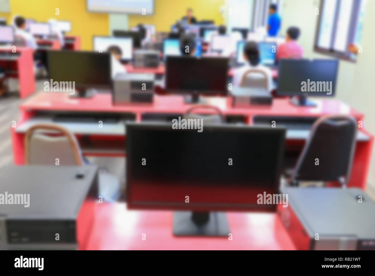 focus blur, the student with teacher learning business technology ...