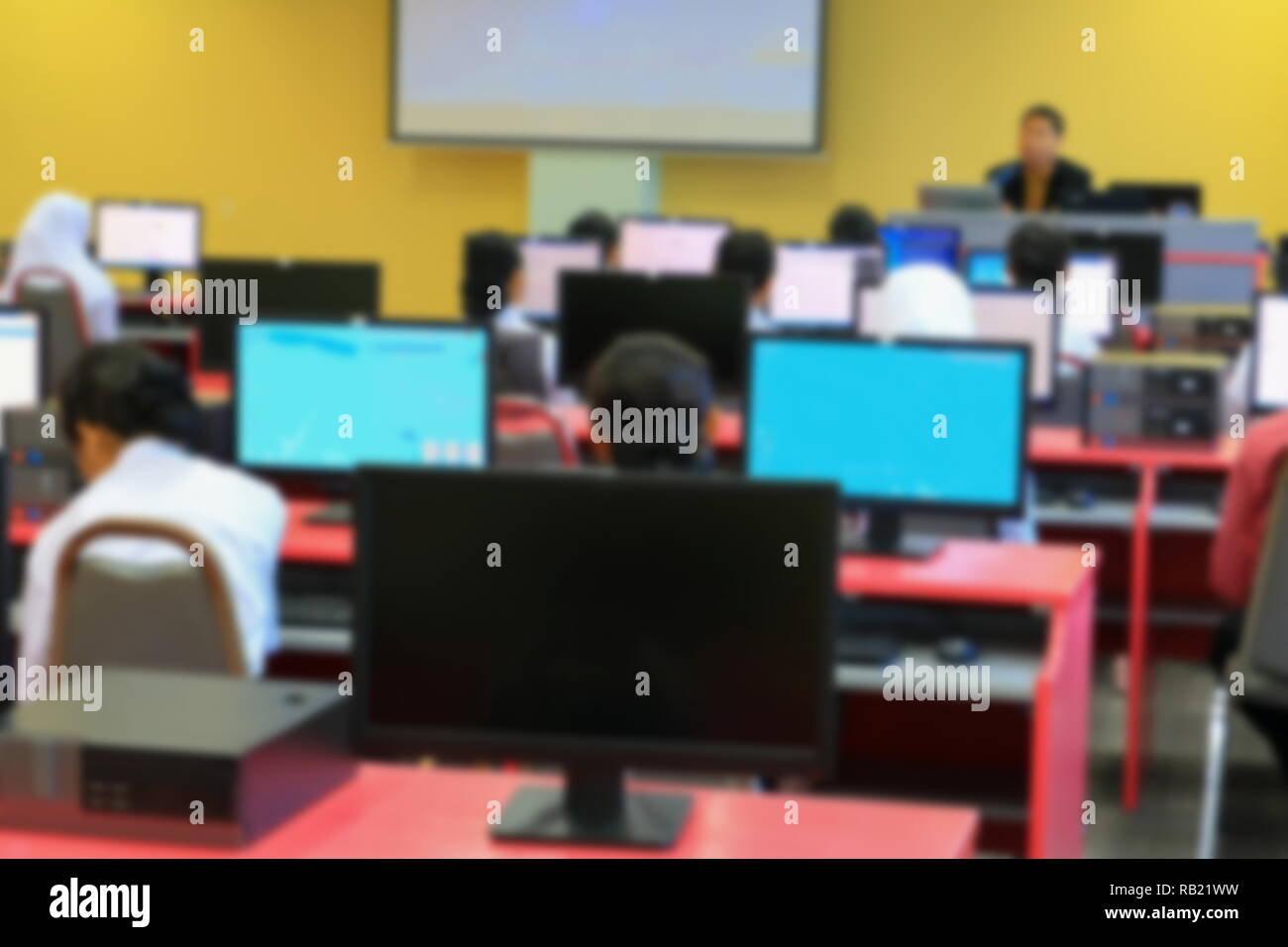 focus blur, the student with teacher learning business technology ...