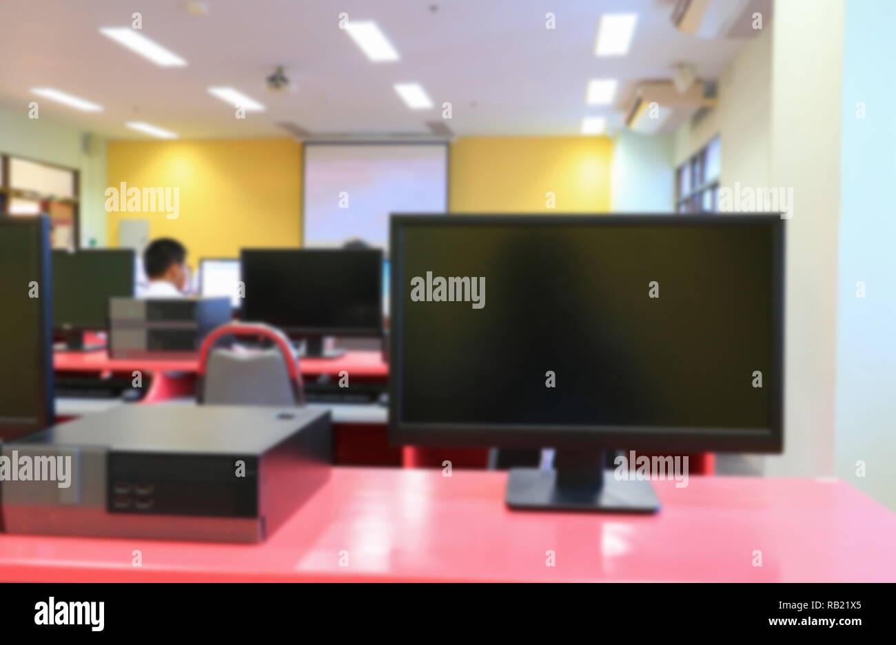 focus blur, the student with teacher learning business technology ...