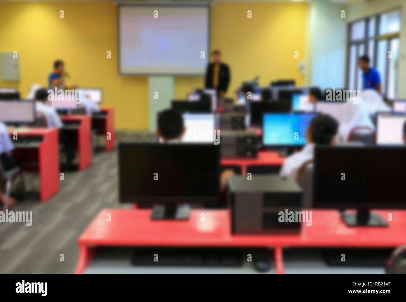 focus blur, the student with teacher learning business technology ...