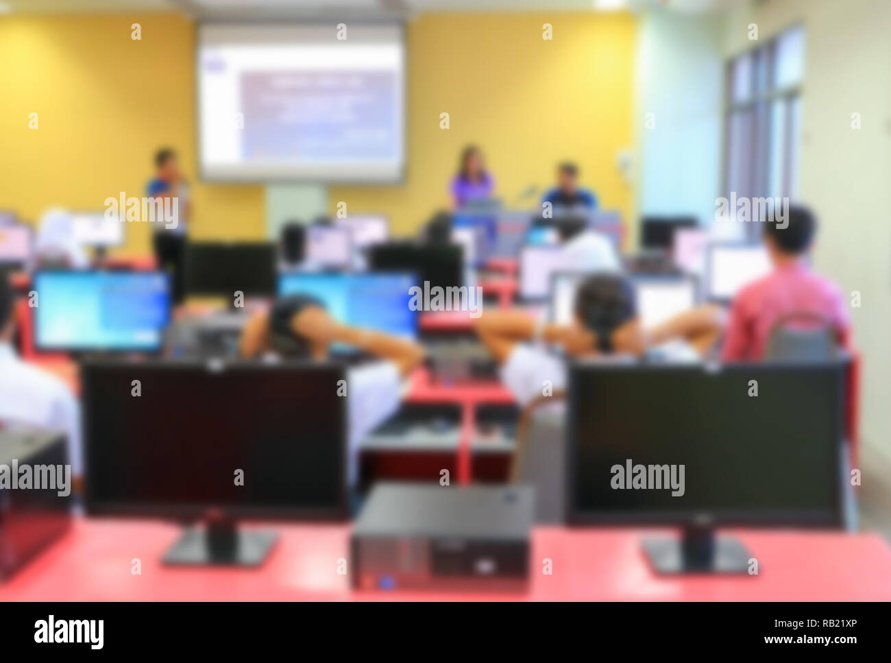 focus blur, the student with teacher learning business technology ...
