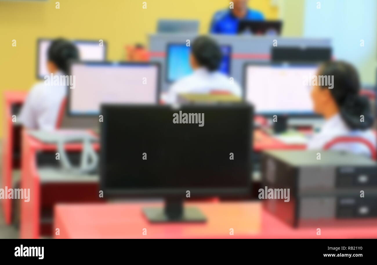 focus blur, the student with teacher learning business technology ...