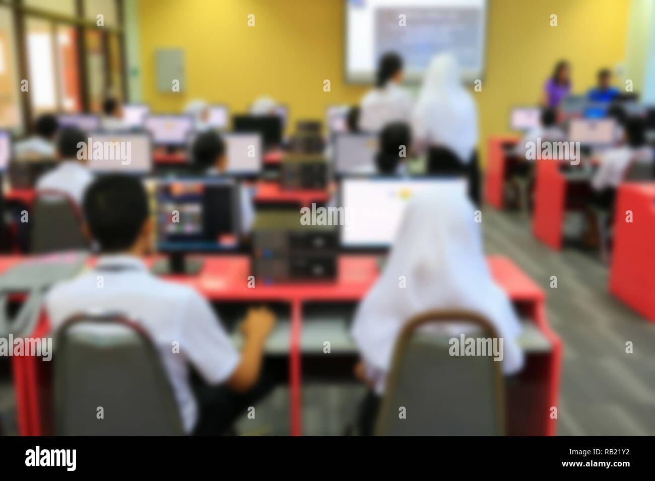 focus blur, the student with teacher learning business technology ...