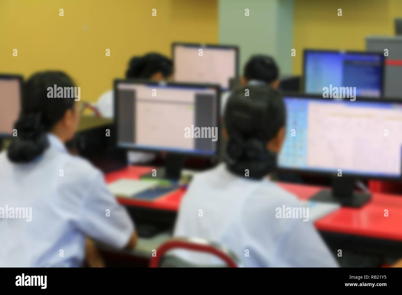 focus blur, the student with teacher learning business technology ...
