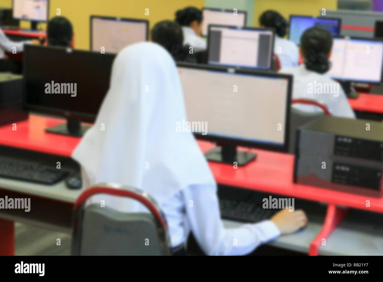 focus blur, the student with teacher learning business technology ...