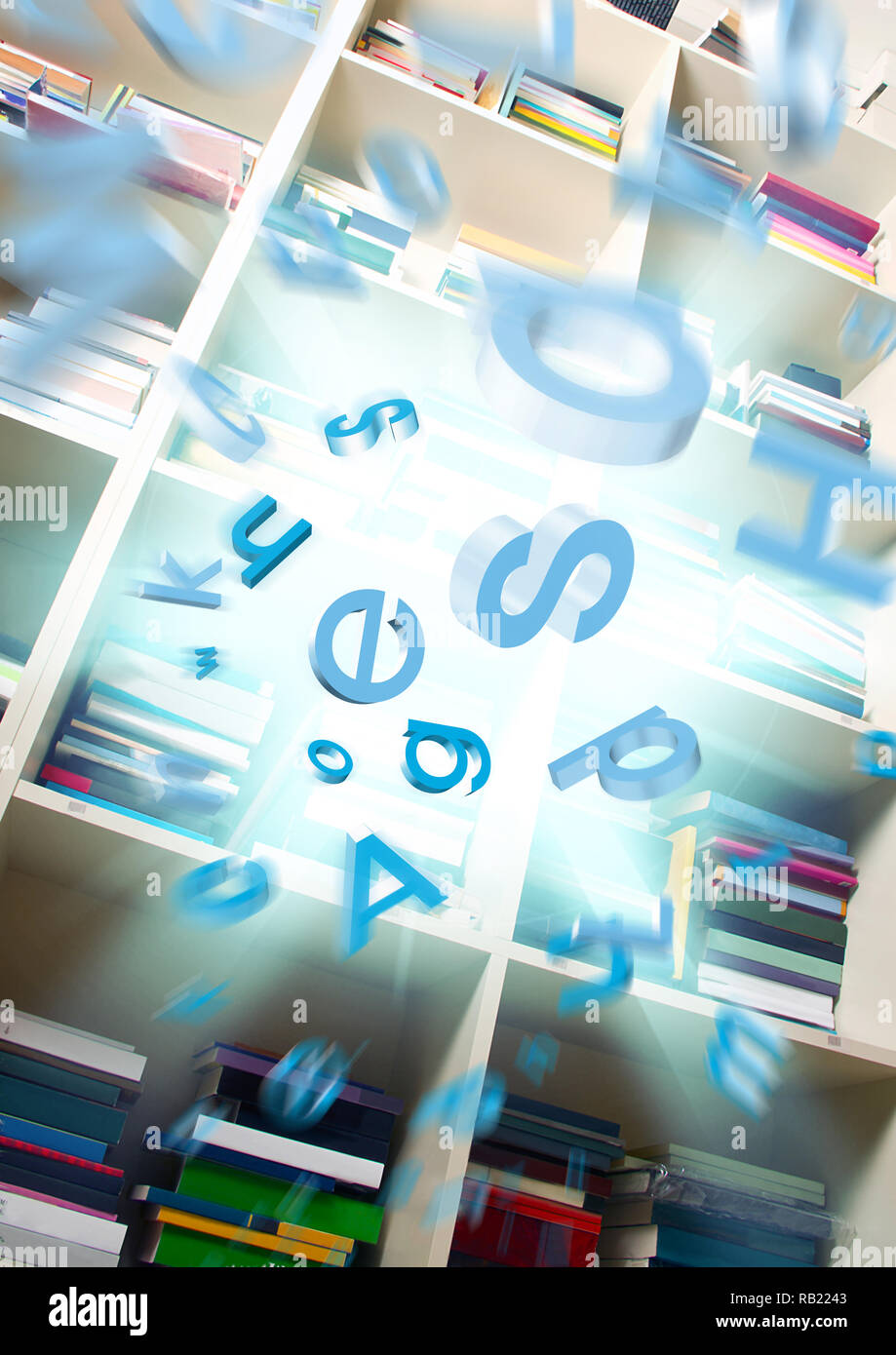 the explosion of information in the library Stock Photo - Alamy