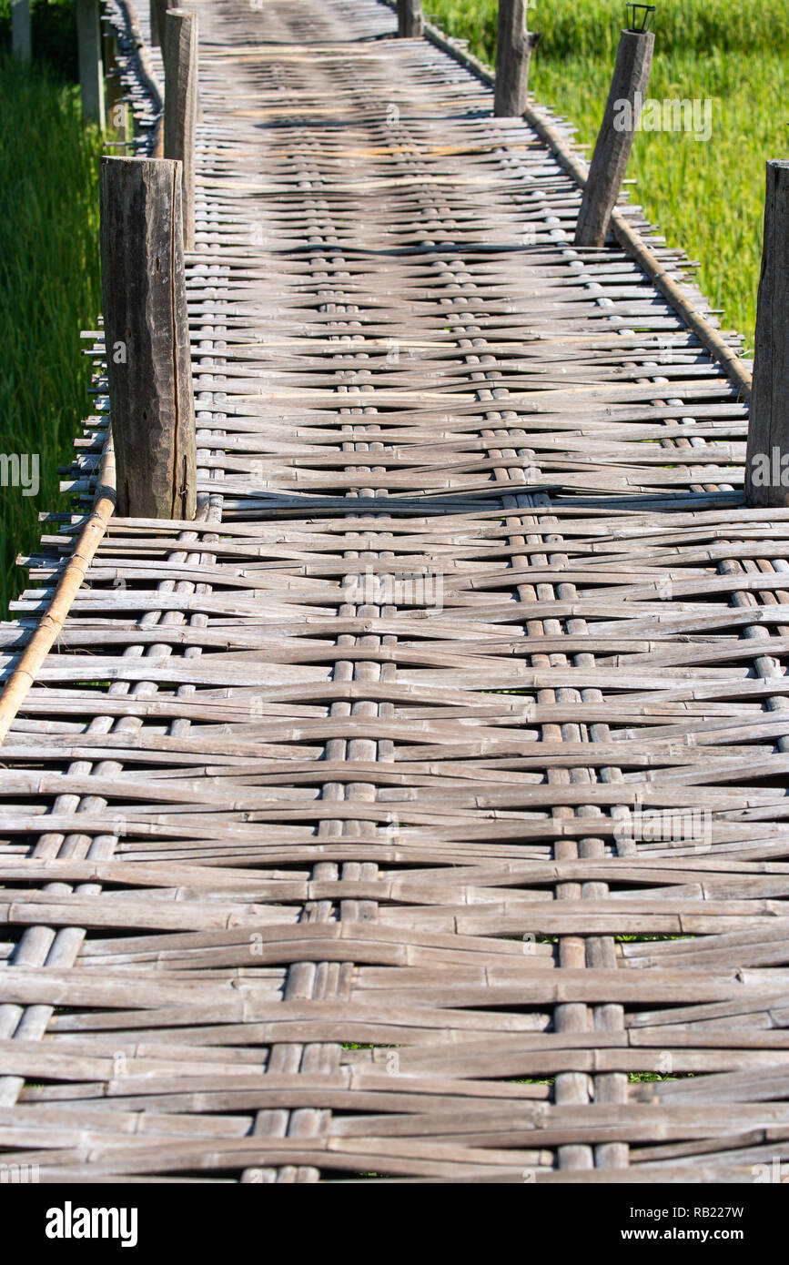 Bamboo weave walk way bridge Stock Photo - Alamy