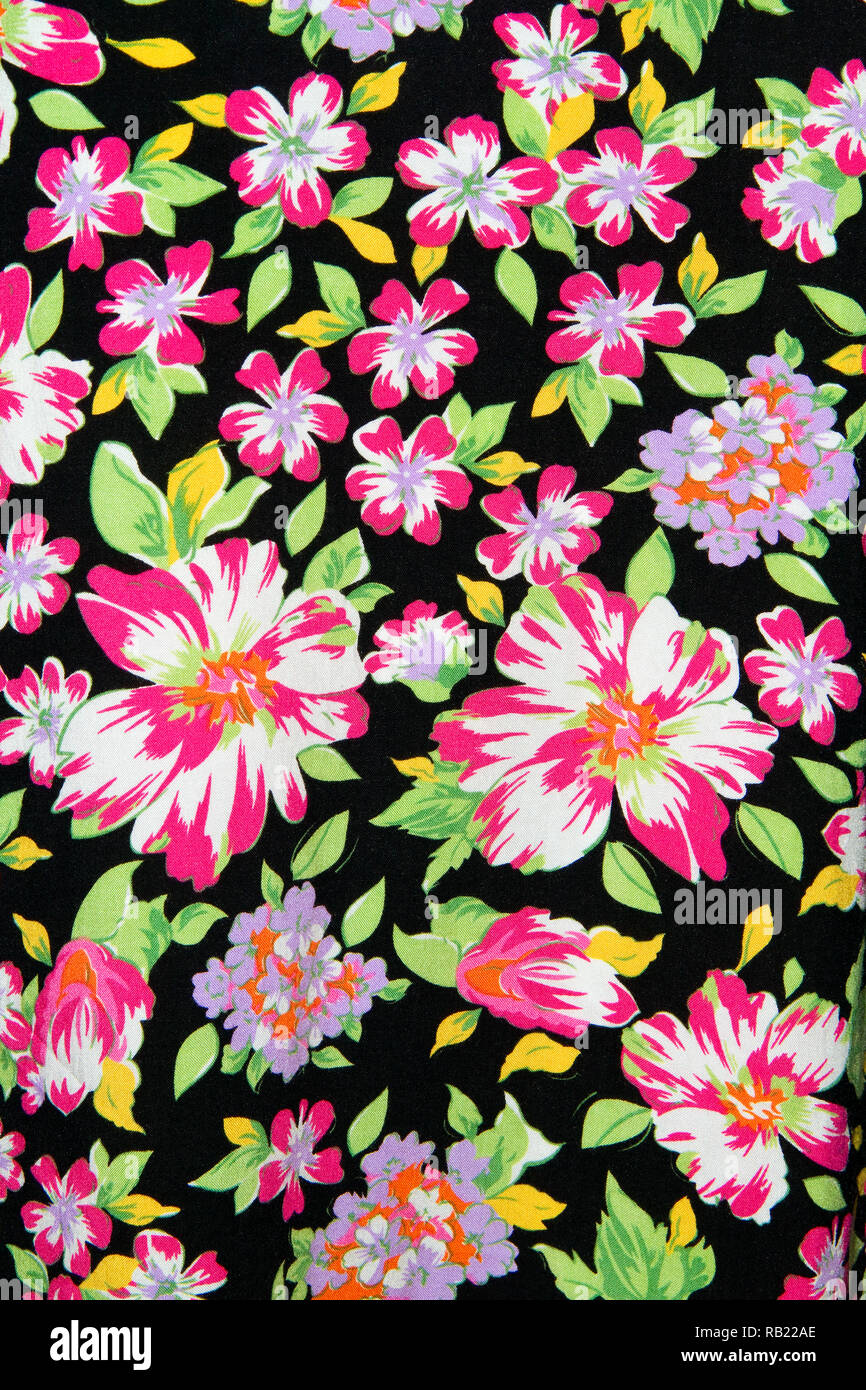 colorful flowers on fabric pattern Stock Photo - Alamy