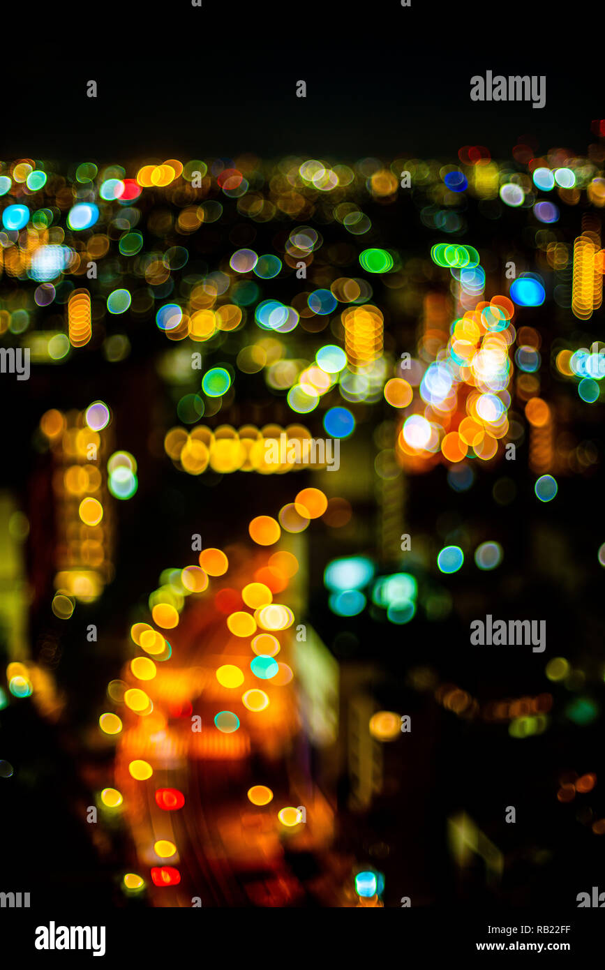 Aerial view of road in Tokyo city, cityscape skyline defocus, blur ...