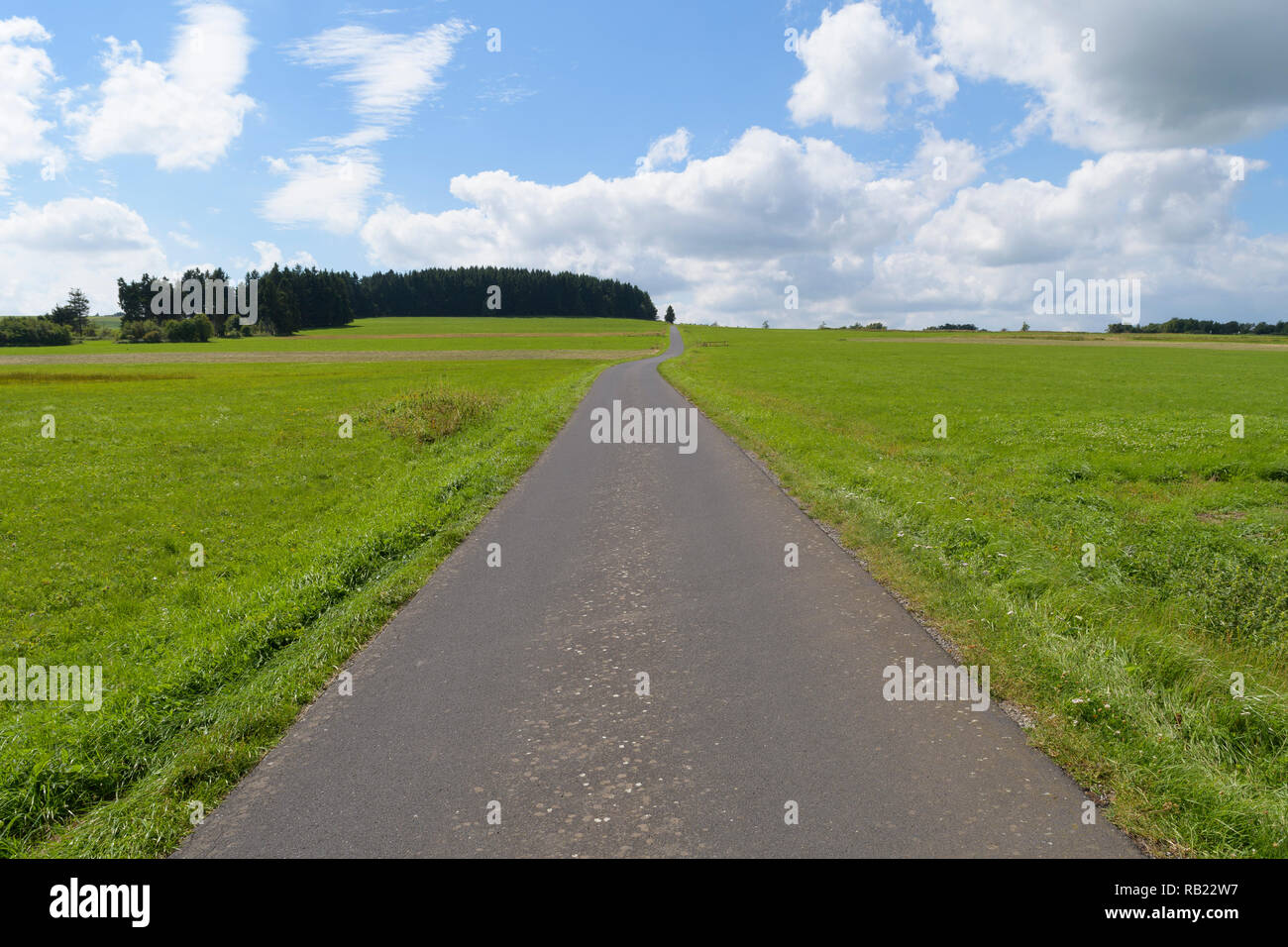 Typical road in Rhön landscape, Hausen, Lange Rhön, Rhön Mountain Range ...