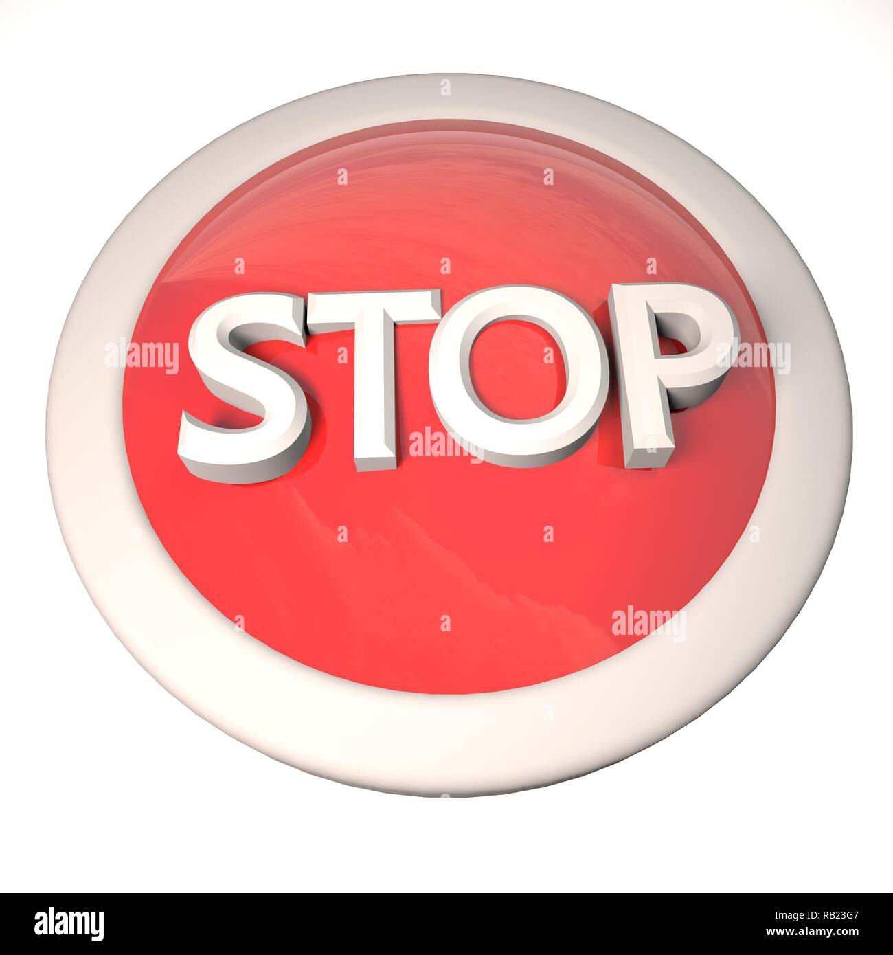 Stop button over white background, 3d rendering Stock Photo - Alamy