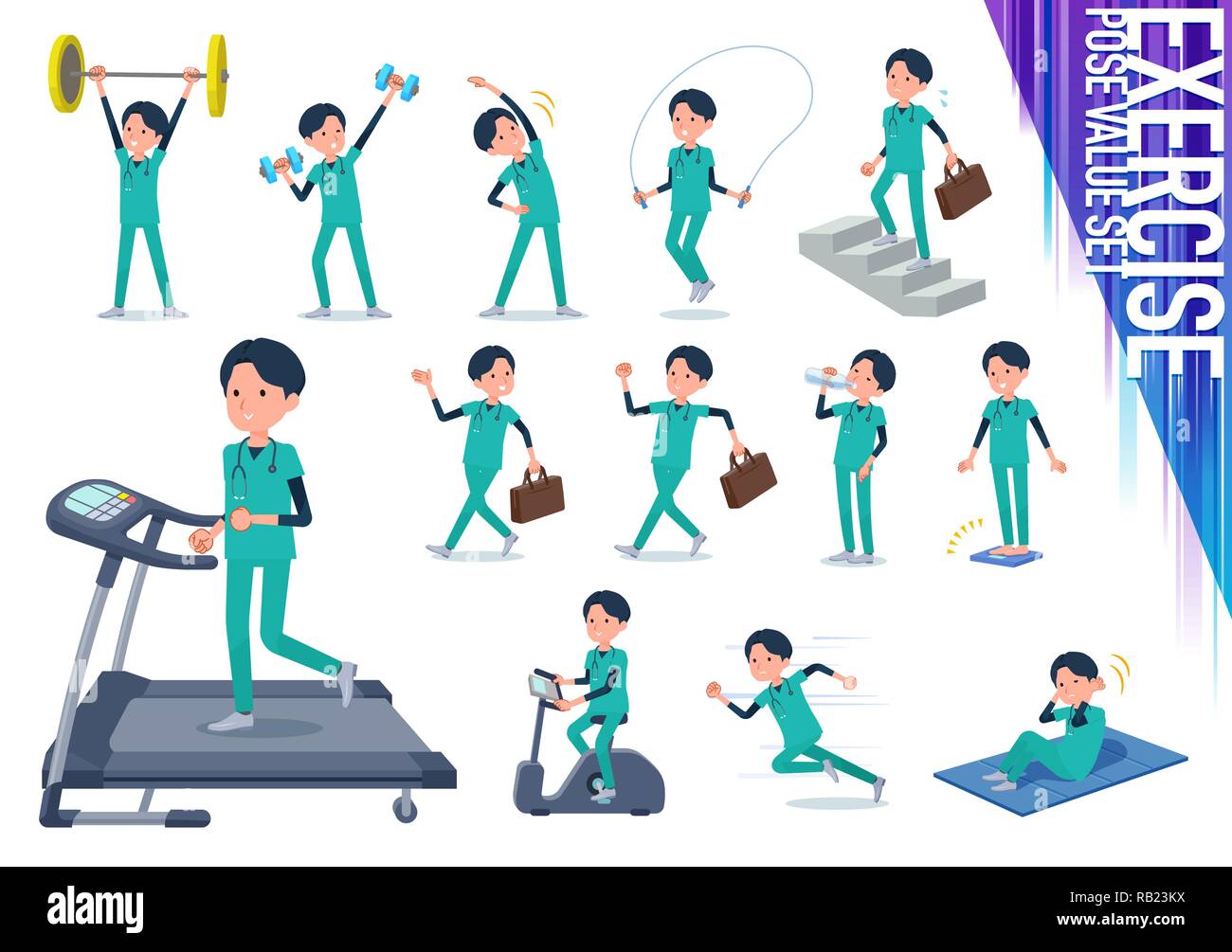 A set of Doctor man on exercise and sports.There are various actions to ...