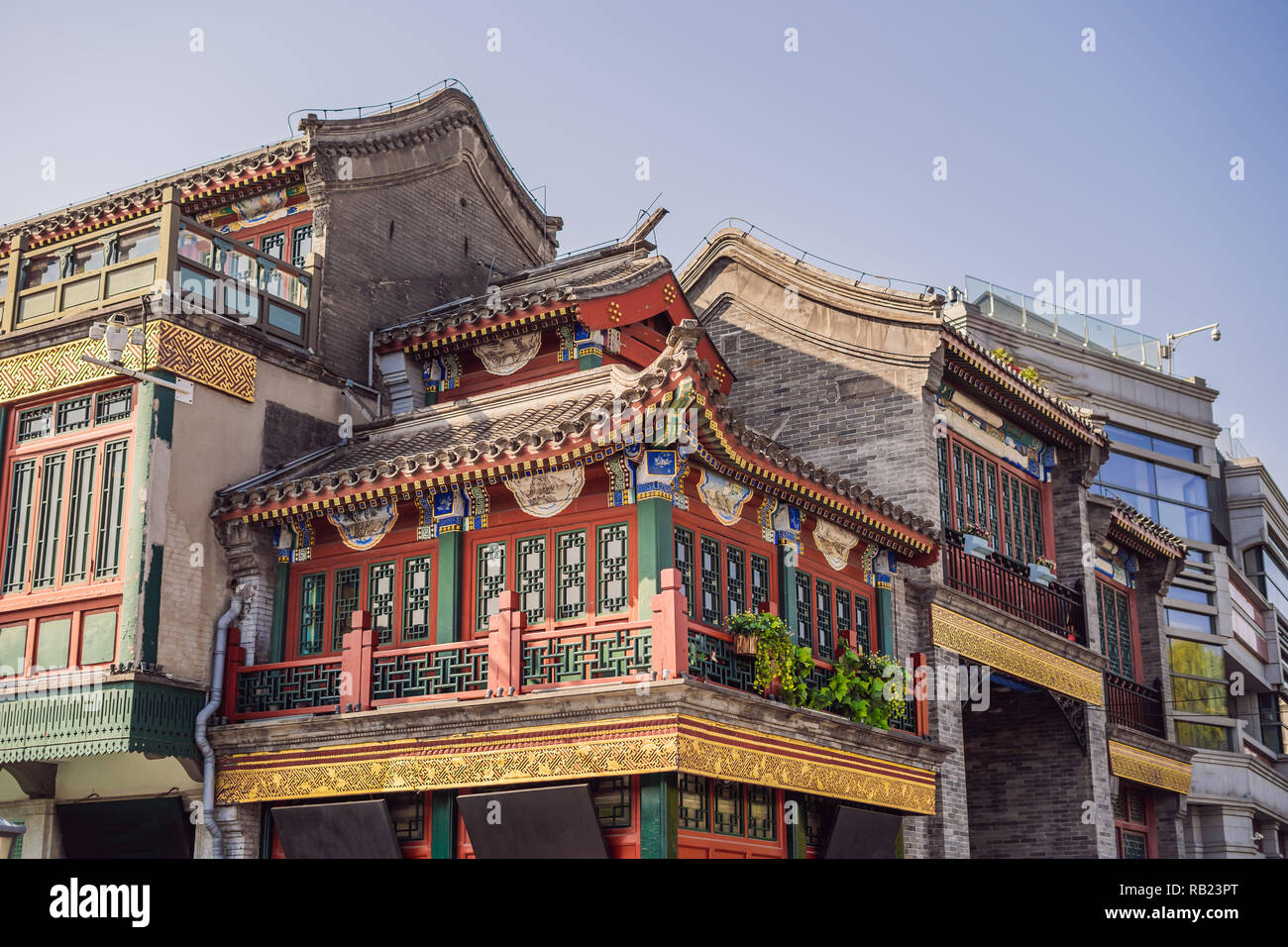 China Beijing Qianmen old shopping street. Old streets of Beijing Stock ...