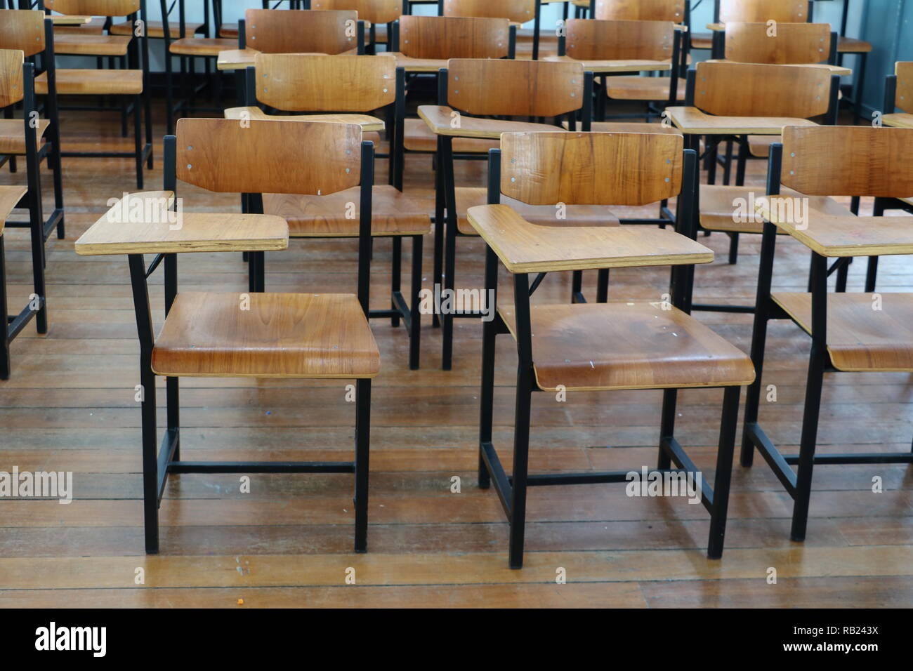 chair wood in classroom high school Stock Photo - Alamy