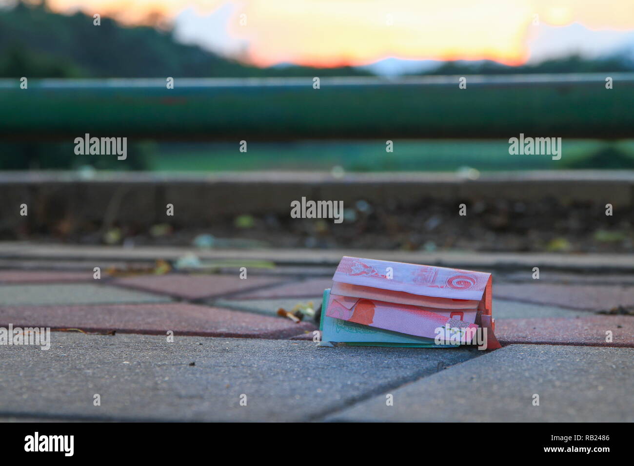 fall money on the sidewalk in the public park Stock Photo - Alamy