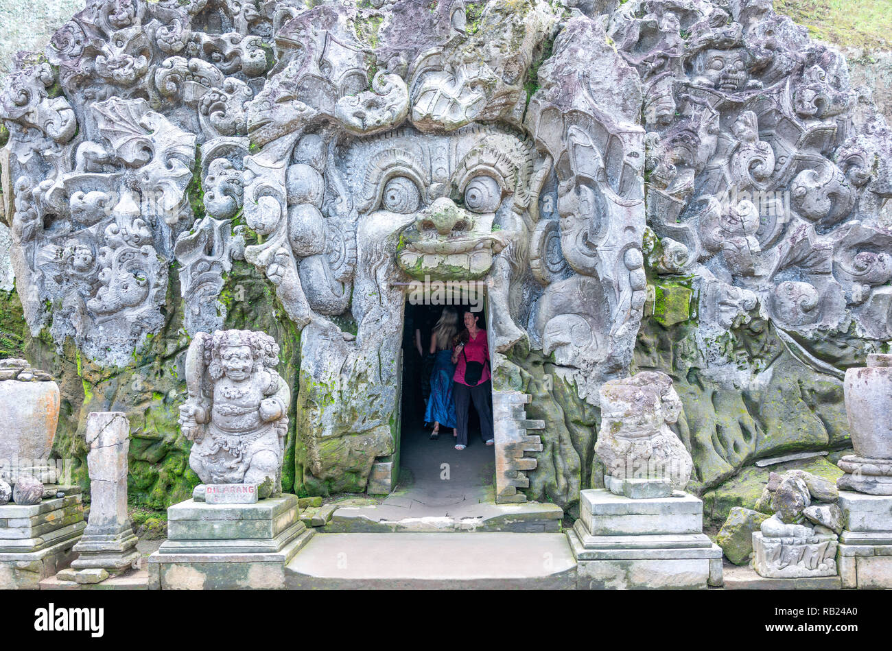 Bali, Indonesia - March 23, 2017: Visitors in the famous grotto of the ...