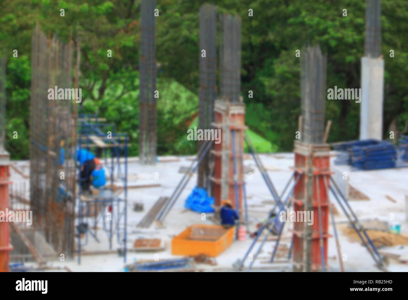 blurred construction worker. building commercial in site workplace ...