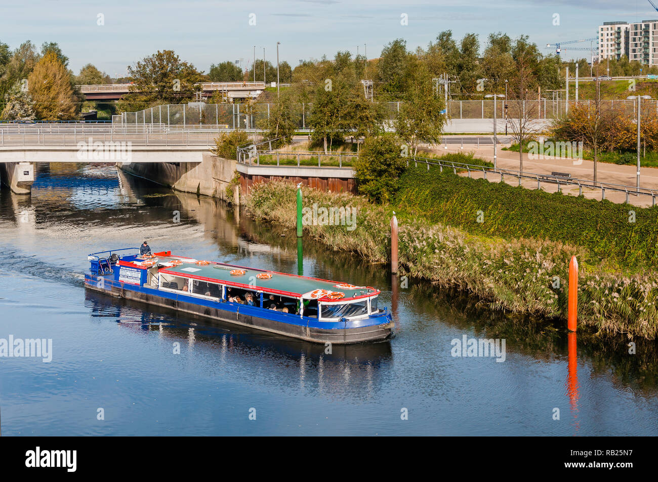 Boat tour on the River Lee Navigation in Stratford, London England ...
