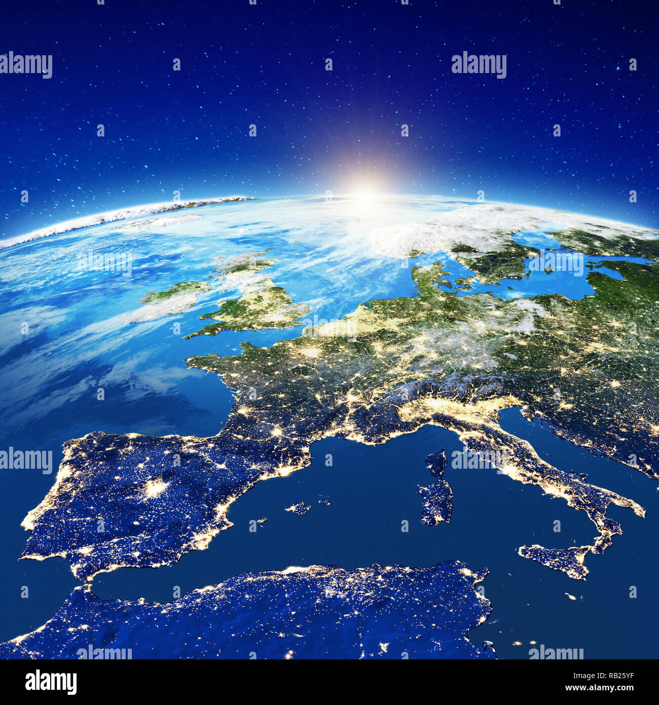 Europe night map hi-res stock photography and images - Alamy