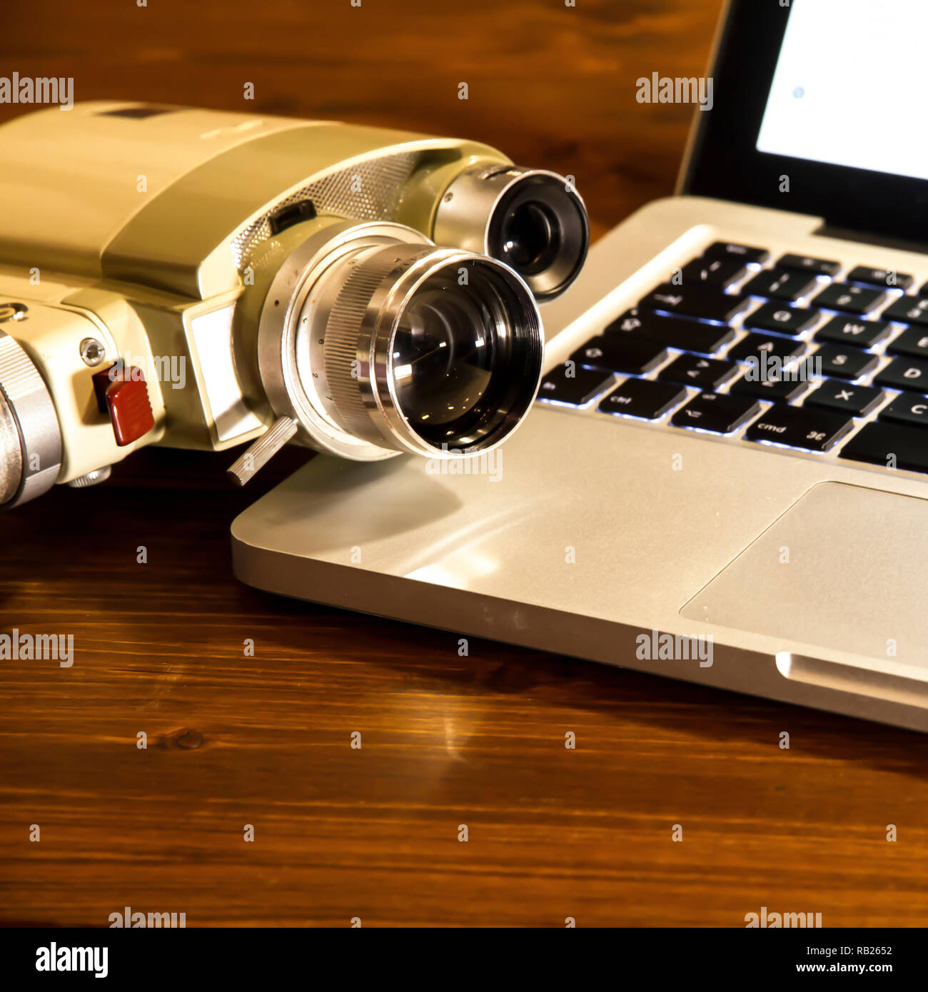 Contrast between different periods of technology: a vintage Super 8 ...