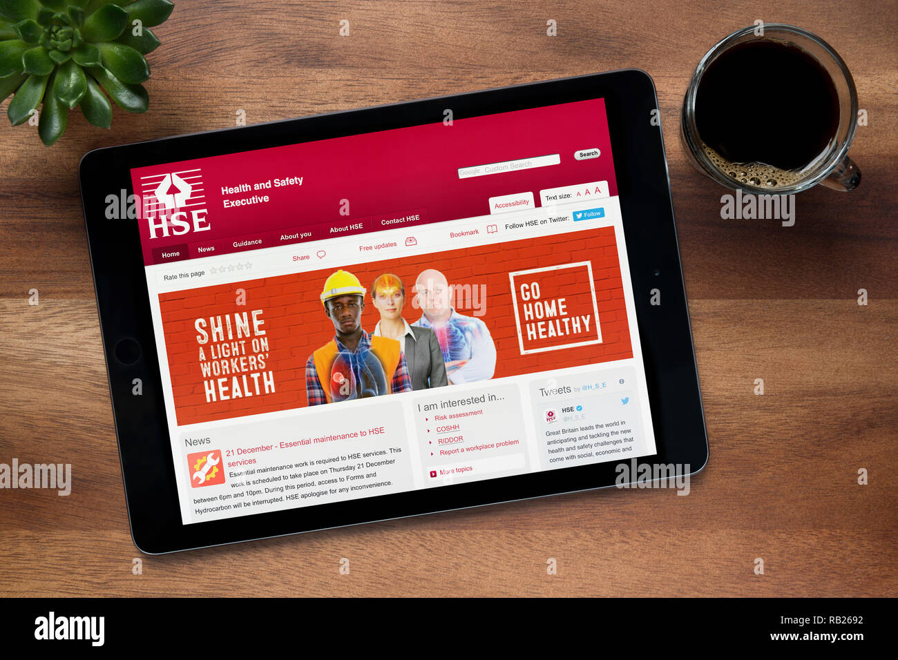 The website of HSE (Health and Safety Executive) is seen on an iPad ...