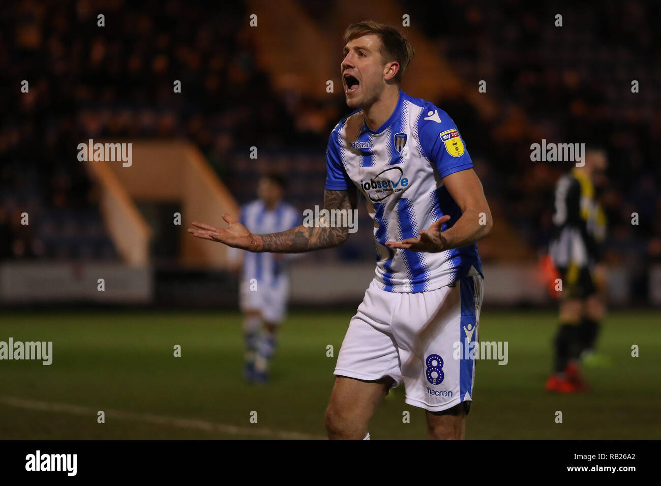 Harry Pell of Colchester United celebrates after scoring the equalising ...