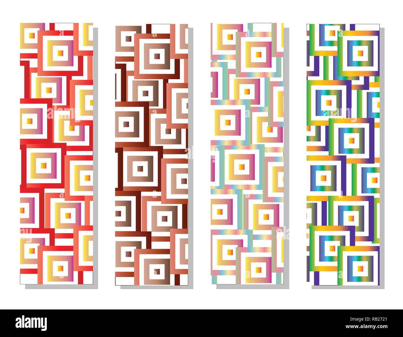 set of four bookmarks with colorful squares vector - geometrical shapes ...