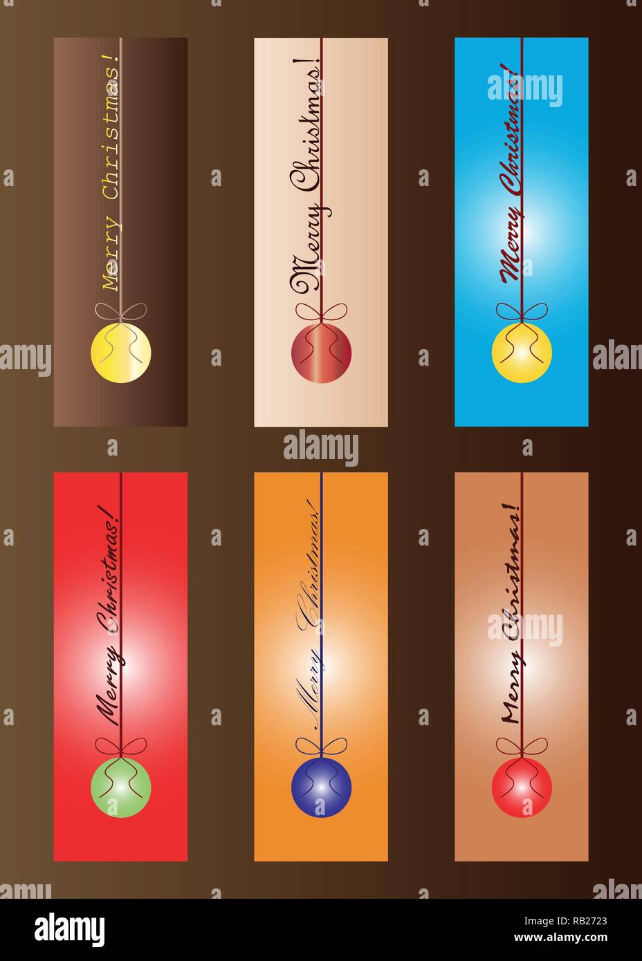set of six Christmas bookmarks in multiple colors vector - merry ...