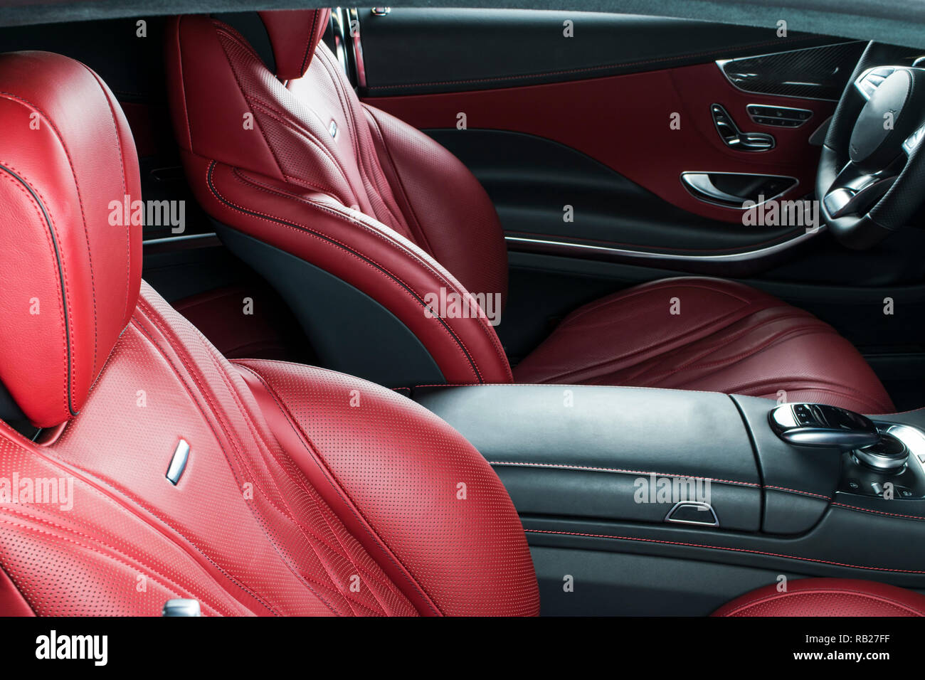 Modern Luxury car inside. Interior of prestige modern car. Comfortable ...