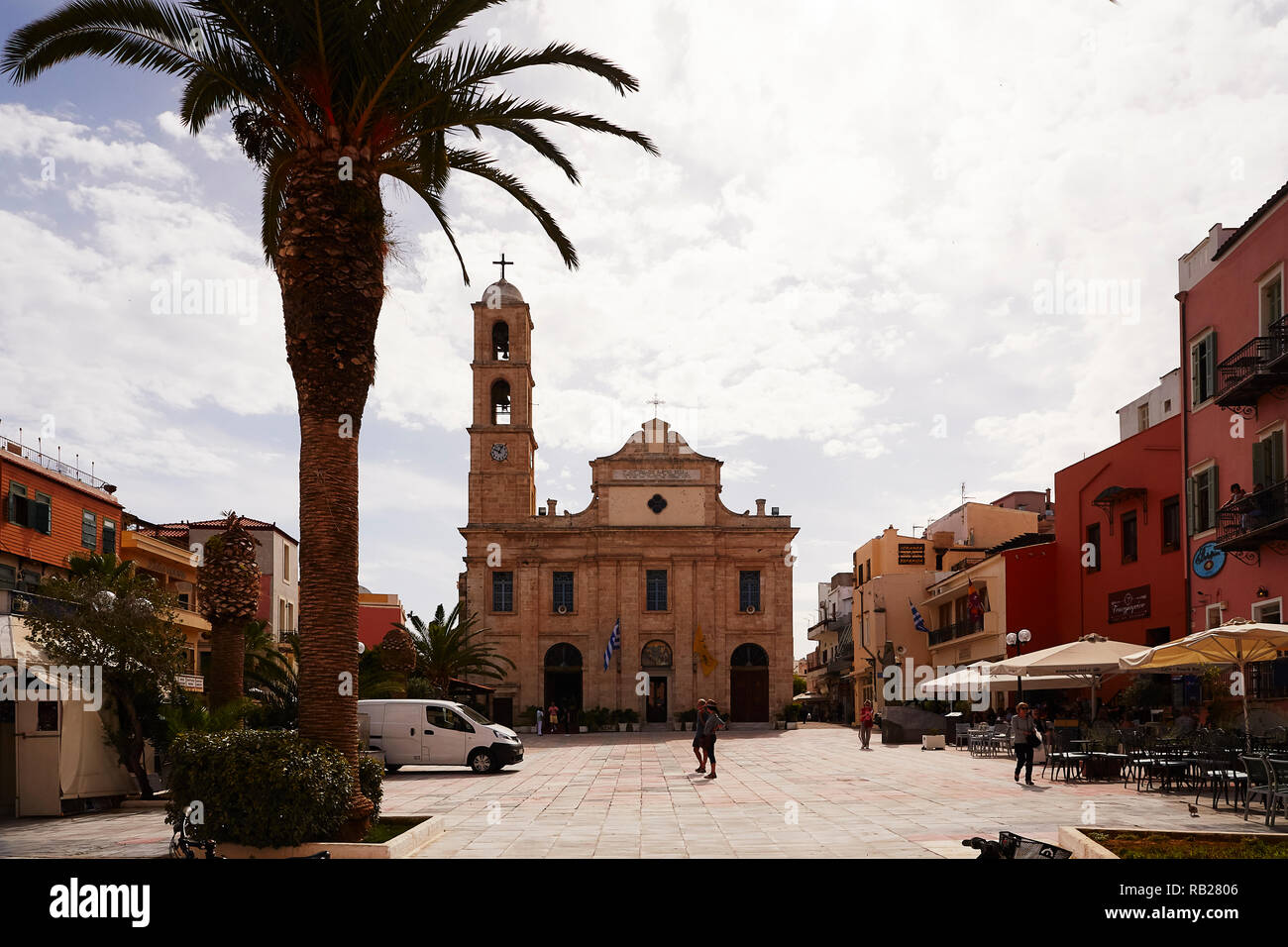 CHANIA , GREECE - MAY 19, 2018: Square view in old town of Chania. The ...