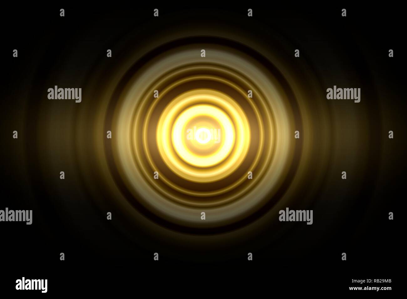 Abstract glowing circle yellow light effect with sound waves ...