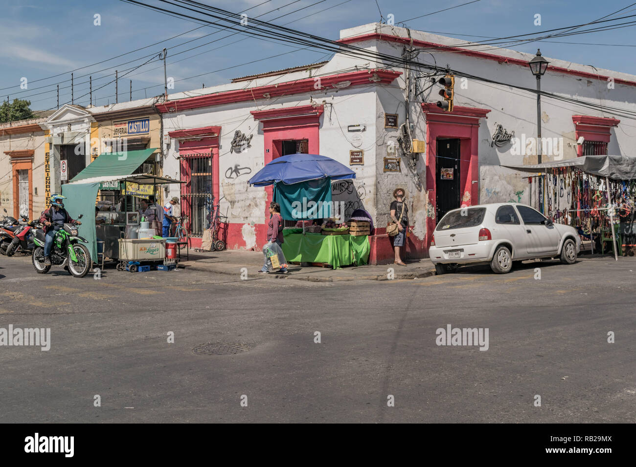 Street corner with street vendors, in Oaxaca, Mexico Stock Photo - Alamy