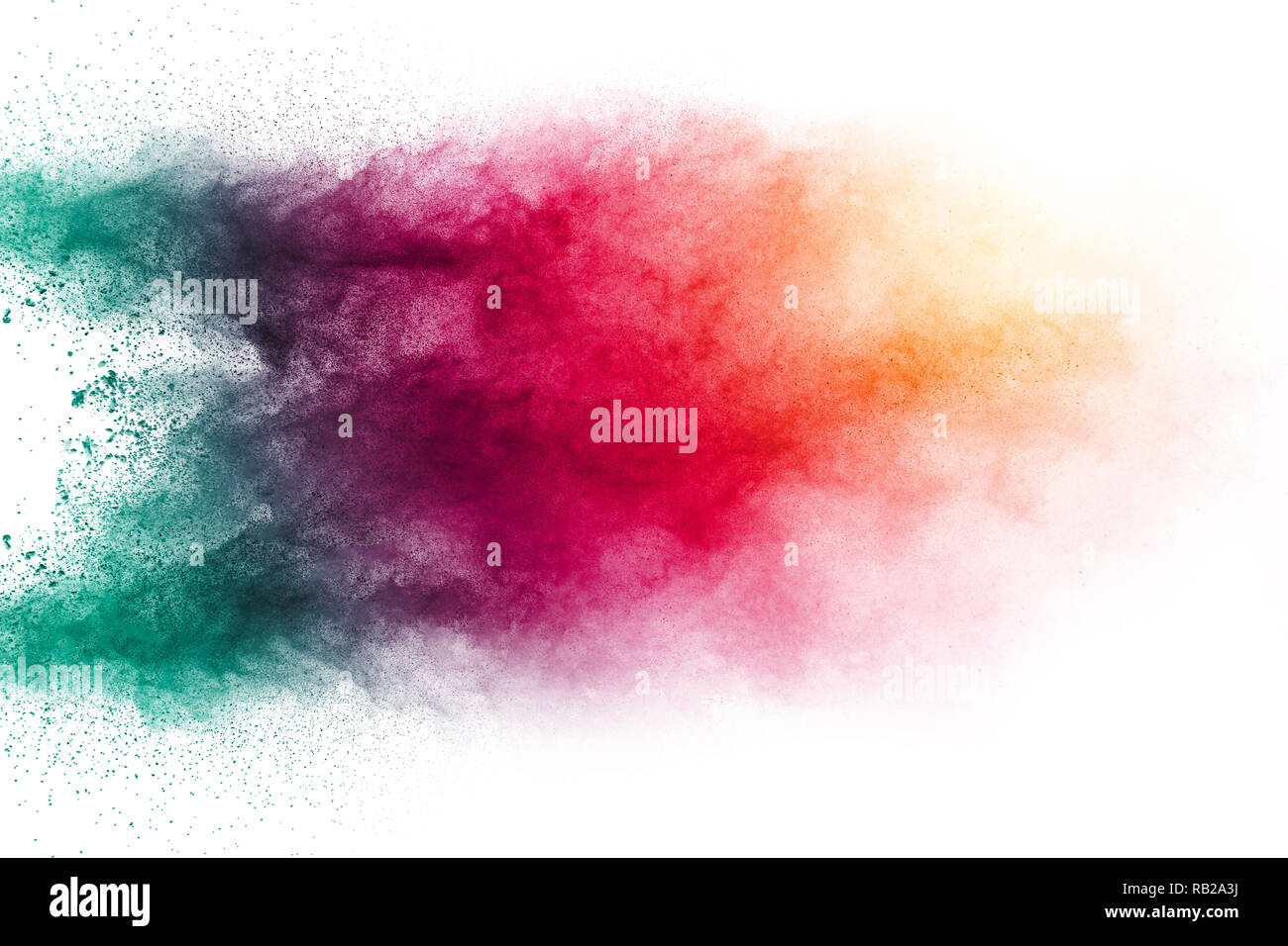 Multi color powder explosion on white background Stock Photo - Alamy