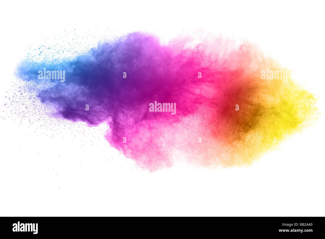 Multi color powder explosion on white background Stock Photo - Alamy