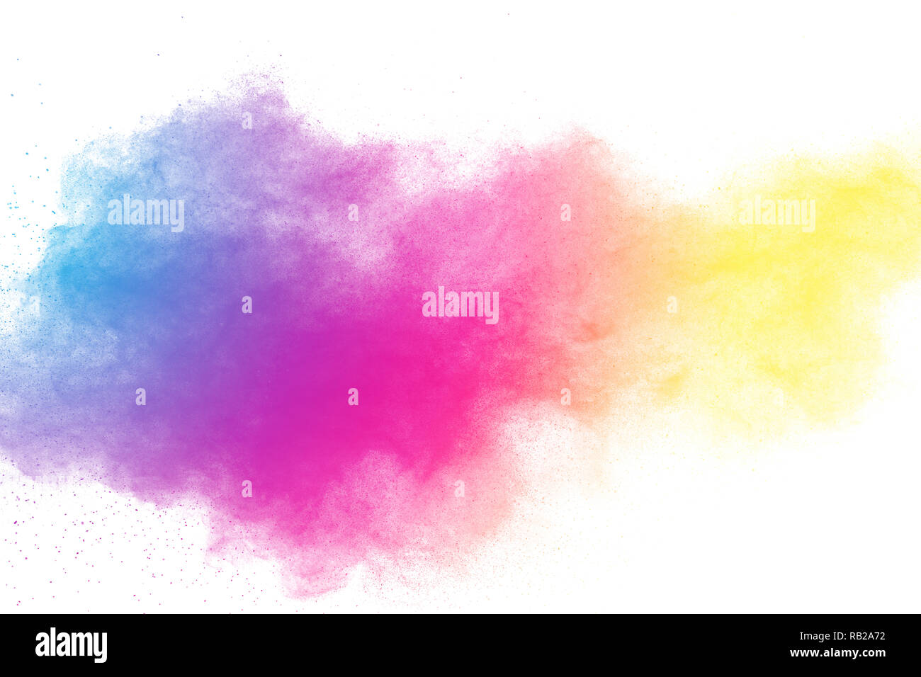 Multi color powder explosion on white background Stock Photo - Alamy