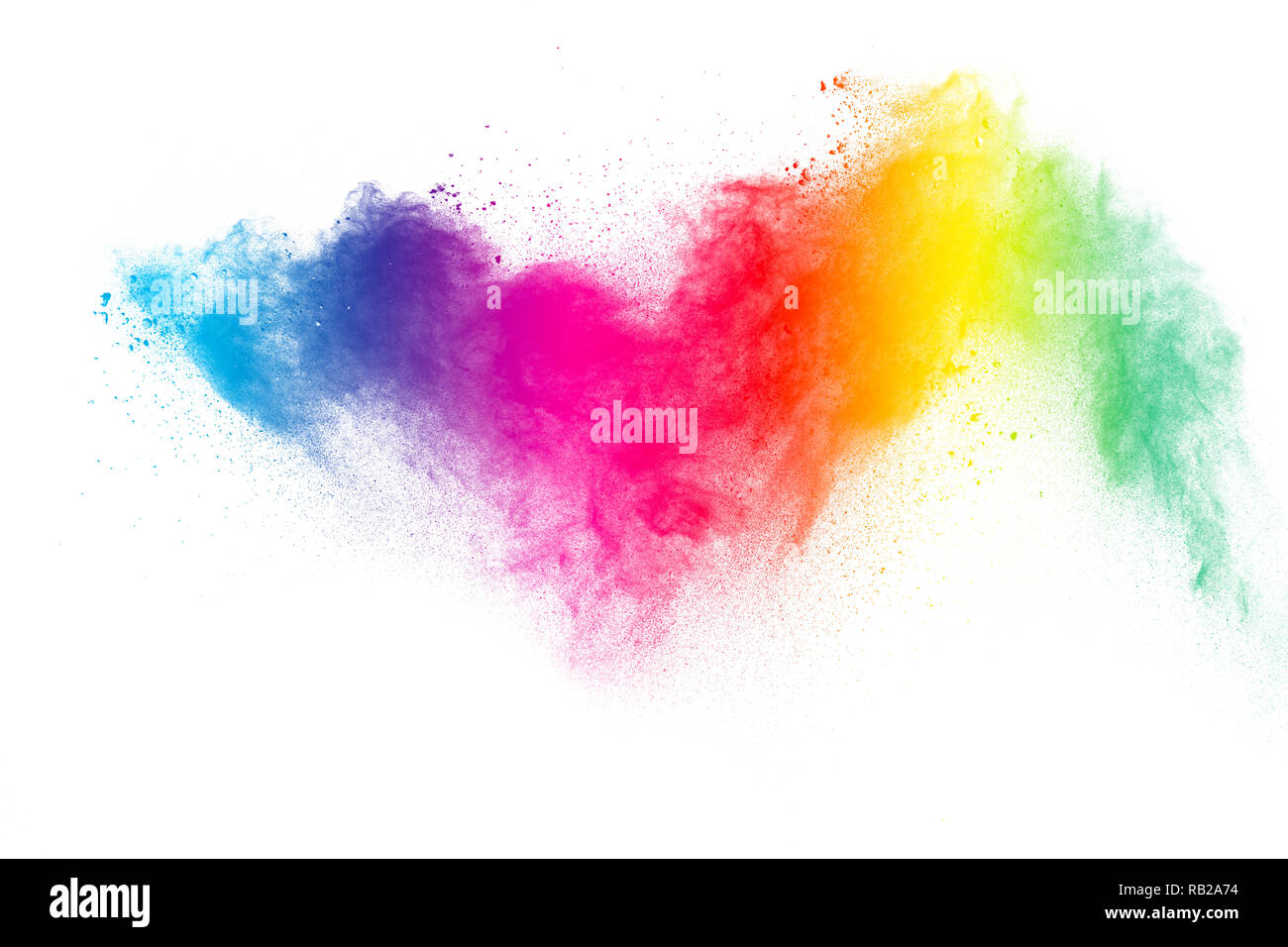 Multi color powder explosion on white background Stock Photo - Alamy