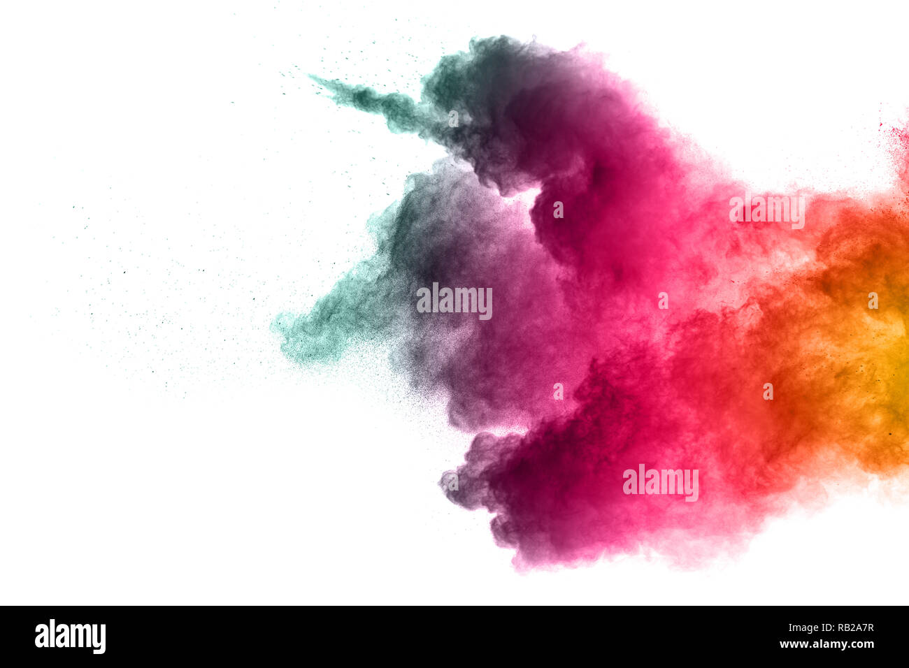Multi color powder explosion on white background Stock Photo - Alamy