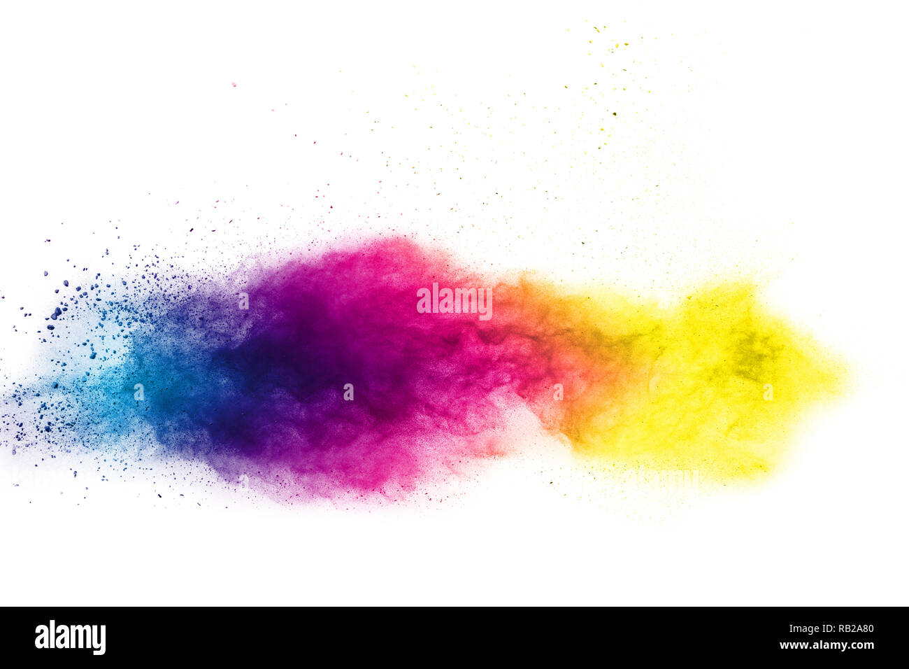 Multi color powder explosion on white background Stock Photo - Alamy