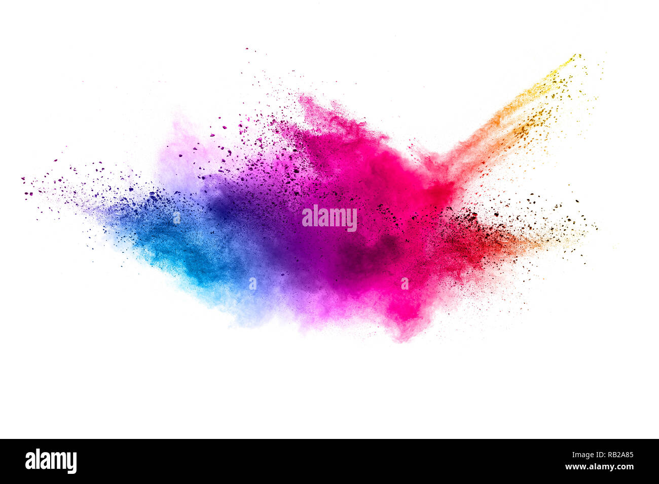 Multi color powder explosion on white background Stock Photo - Alamy
