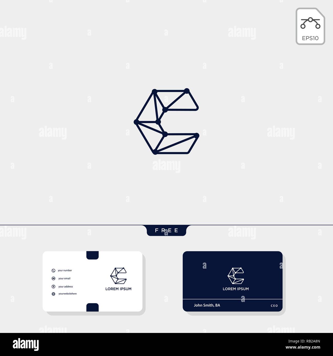 Initial C, CC creative logo template and business card design template ...